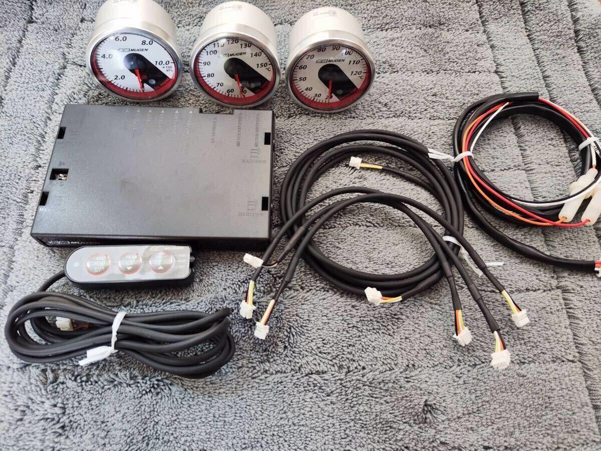 【目立った傷や汚れなし】無限MUGEN ホンダ 白 3連アシストメーター 水温/油温/油圧 アコード CL7 S2000 AP1 AP2 インテグラ DC2 DB8 CR-Z ZF1 ZF2 ...