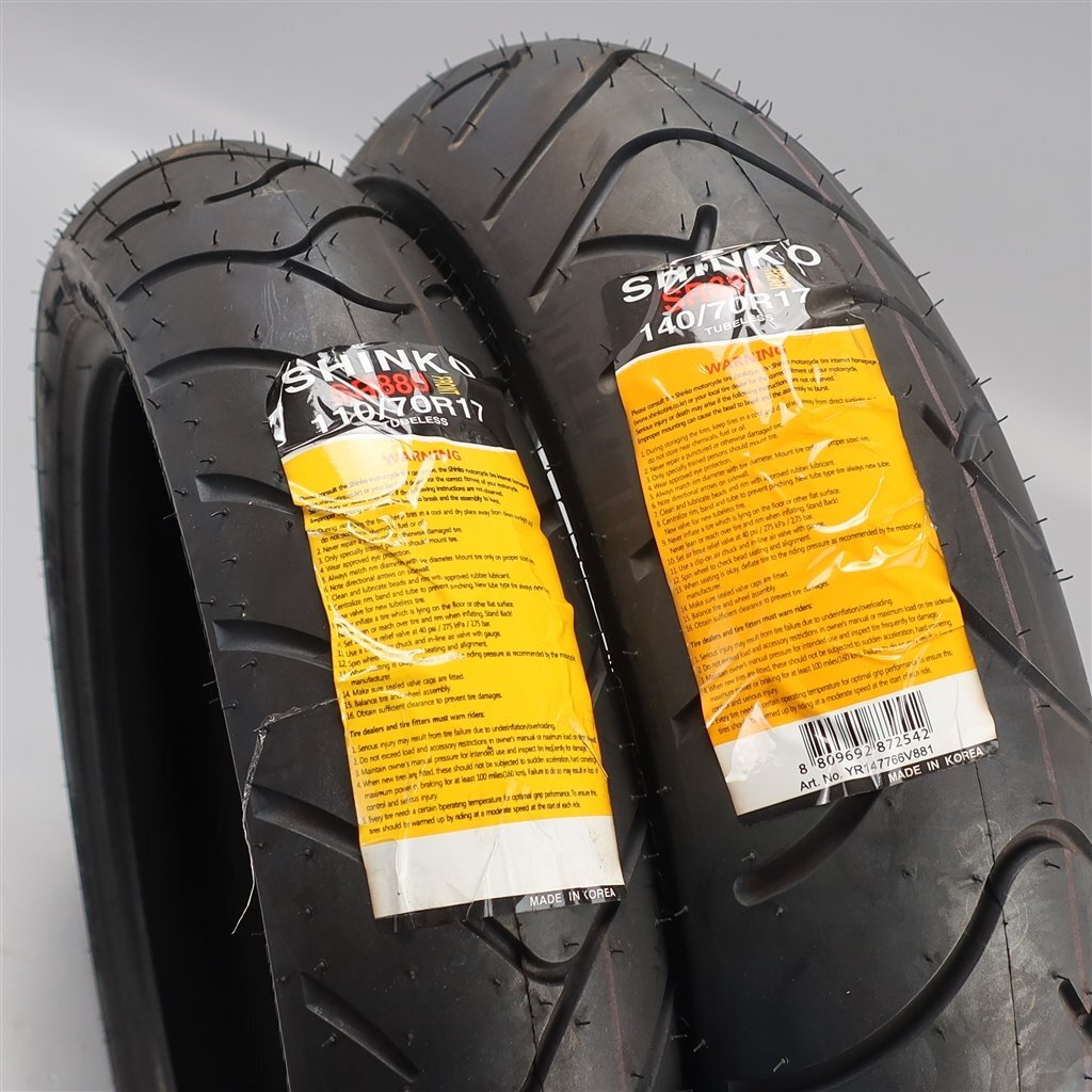 【傷や汚れあり】 シンコー/SHINKO SR880/SR881 チューブレスタイヤ 前後SET 110/70R17 140/70R17 未使用品 (HA1127B16) 検/CBR250Rの ...