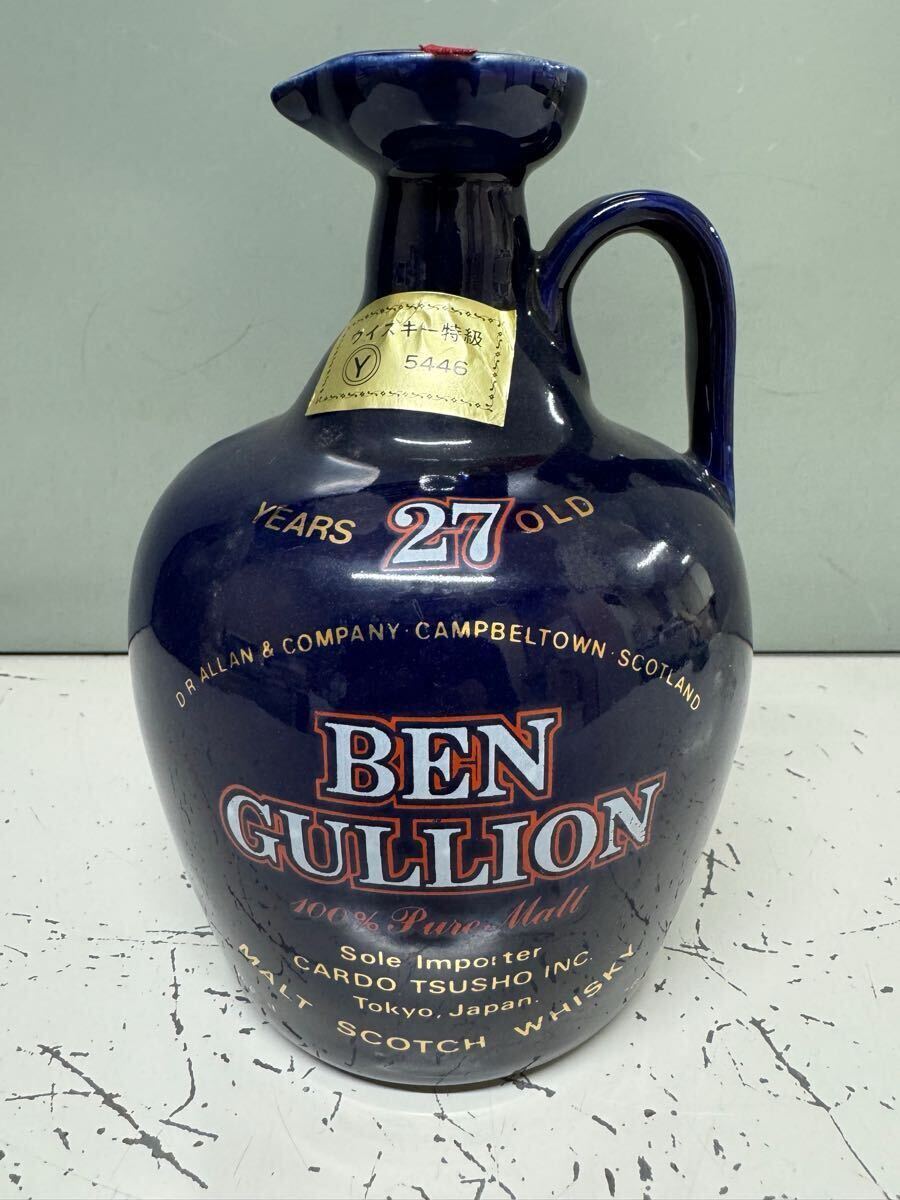 【未使用】【未開栓・古酒】BEN GULLION/ベングリオン ピュアモルト スコッチ 27年 760ml 43% 陶器ボトル 箱無し 重さ ...