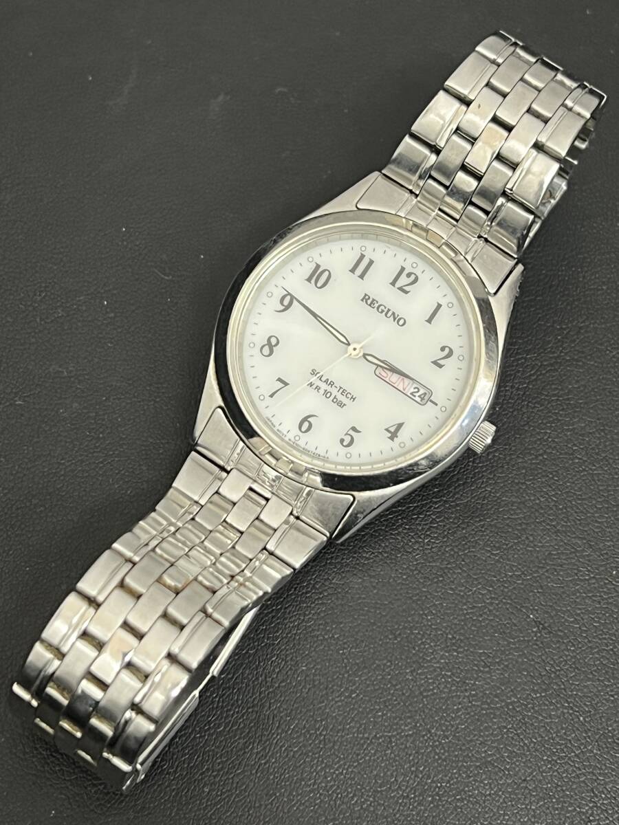 【やや傷や汚れあり】#1894 動作品 CITIZEN シチズン REGUNO レグノ E101-S028221 腕時計 アナログ ソーラー チタニウム 3針 カレンダー ホワイト文字盤の落札 ...