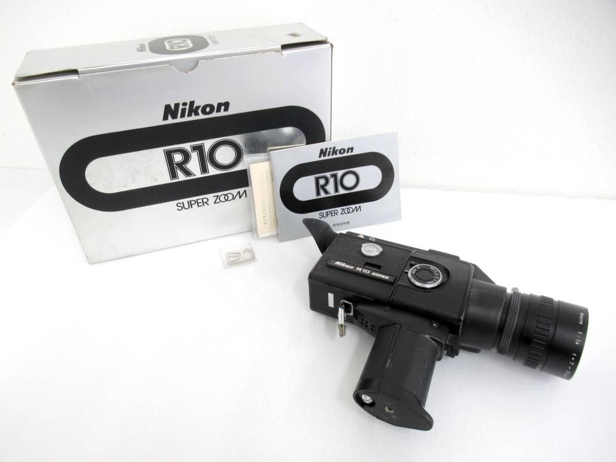 【やや傷や汚れあり】【Nikon/ニコン】子②131//R10 SUPER/Cine-NIKKOR ZOOM C MACRO 1:1.4 f=7-70mm/元箱、取説有/8ミリビデオカメラの ...