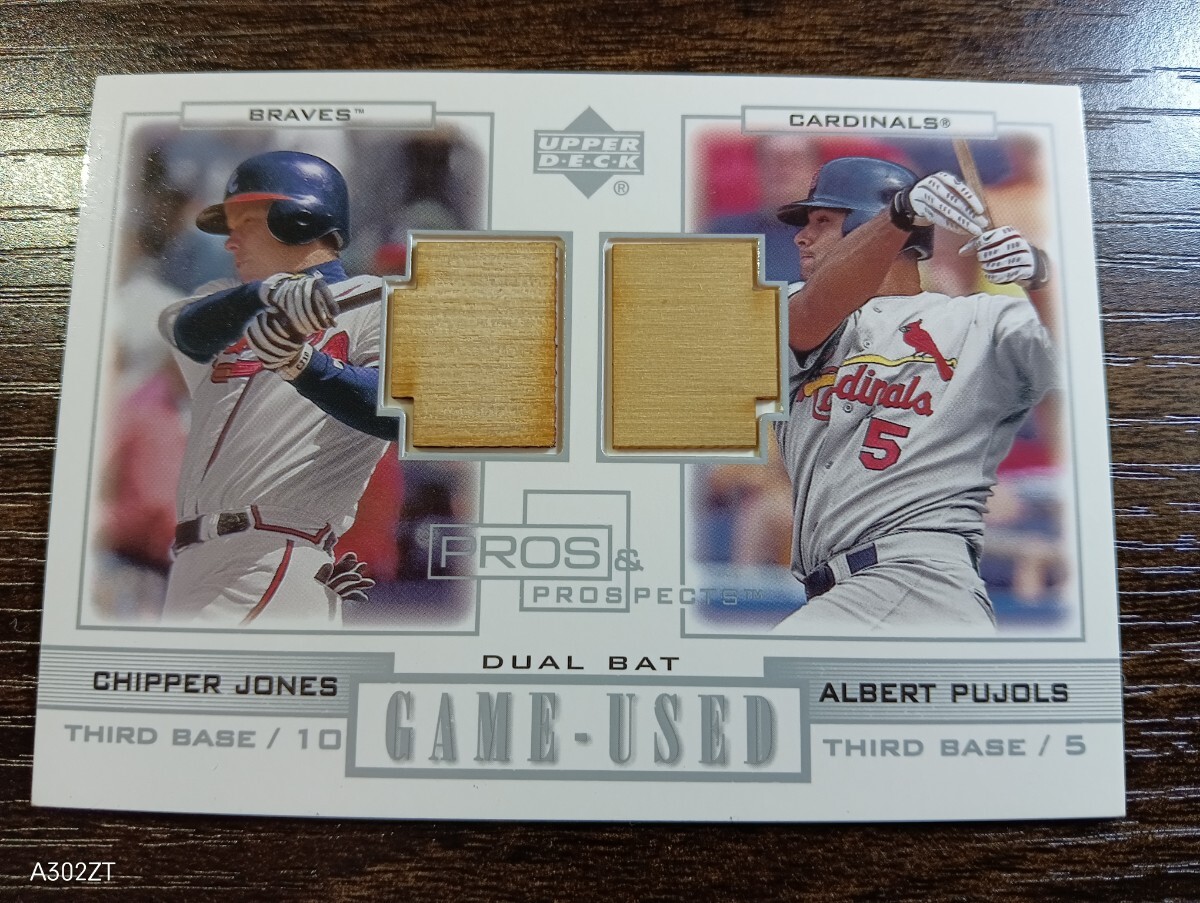 【未使用に近い】2001 Upper Deck Pros and Prospects Game Bat ALBERT PUJOLS アルバート・プホルス ROOKIE ＆ CHIPPER ...