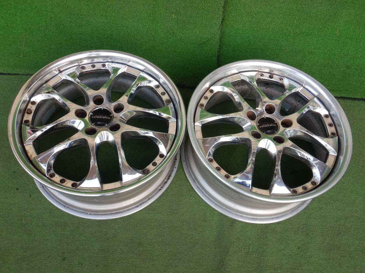 【やや傷や汚れあり】★SSR AGLE MINERVA 2ピース★18×7.5JJ OFF:+43 PCD114.3-5H ハブ径:74mm キズ、汚れ、錆、メッキがれ等あり 2本 MADE ...