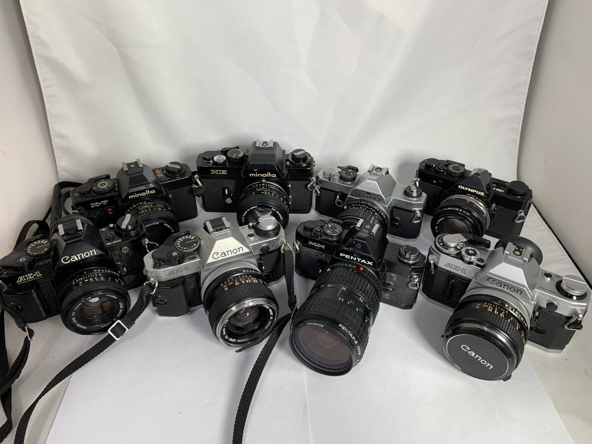【傷や汚れあり】Canon AE-1 PROGRAM/AE-1/PENTAX MX/OLYMPUS OM-1/MINOLTA X-7/XE/カメラ レンズ 動作未確認 まとめて ジャンク ...