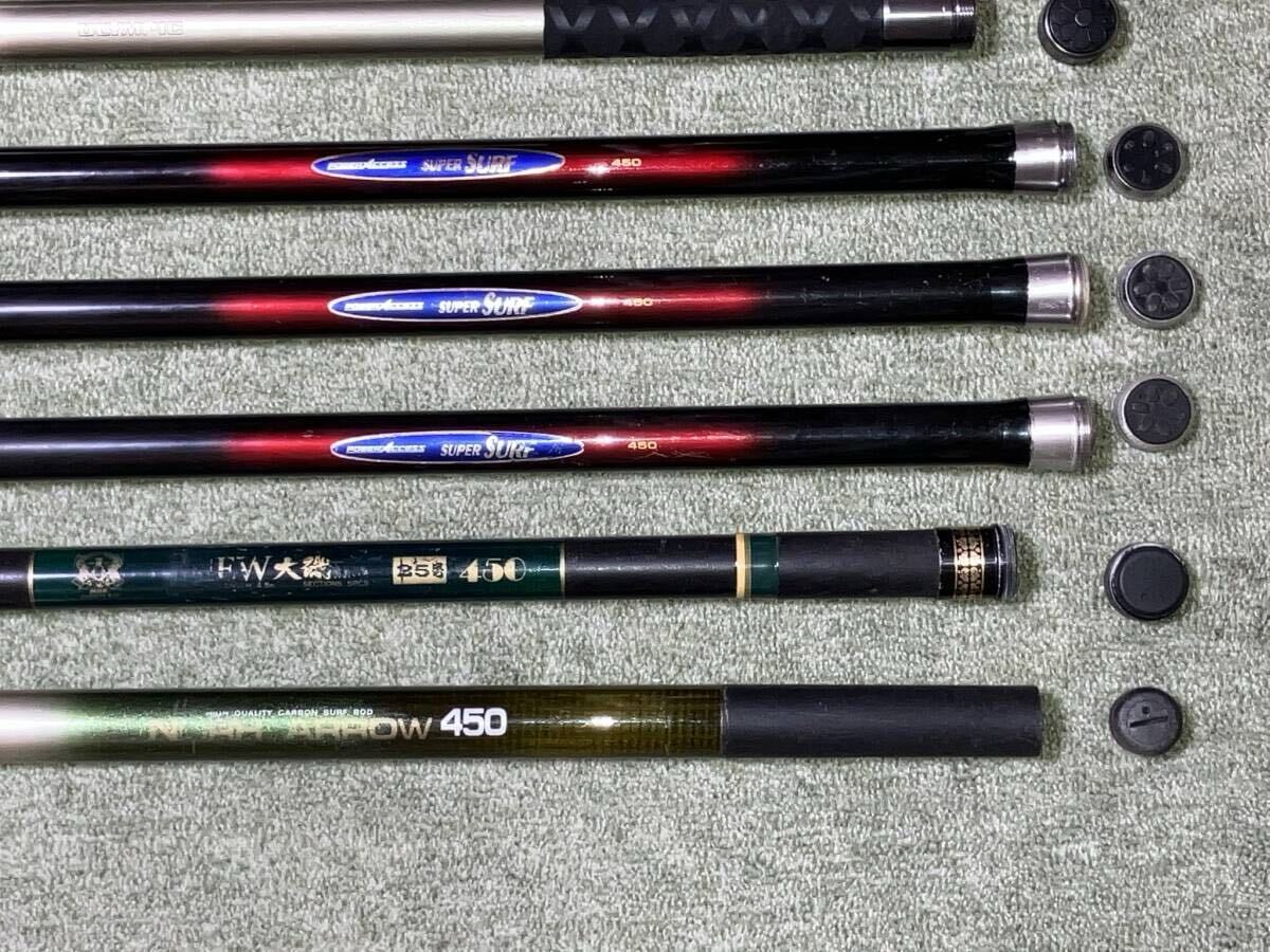 【傷や汚れあり】投竿 10本 all 450 4.5m 5本継ぎ section5 surf casting CARBON rod サーフ ...