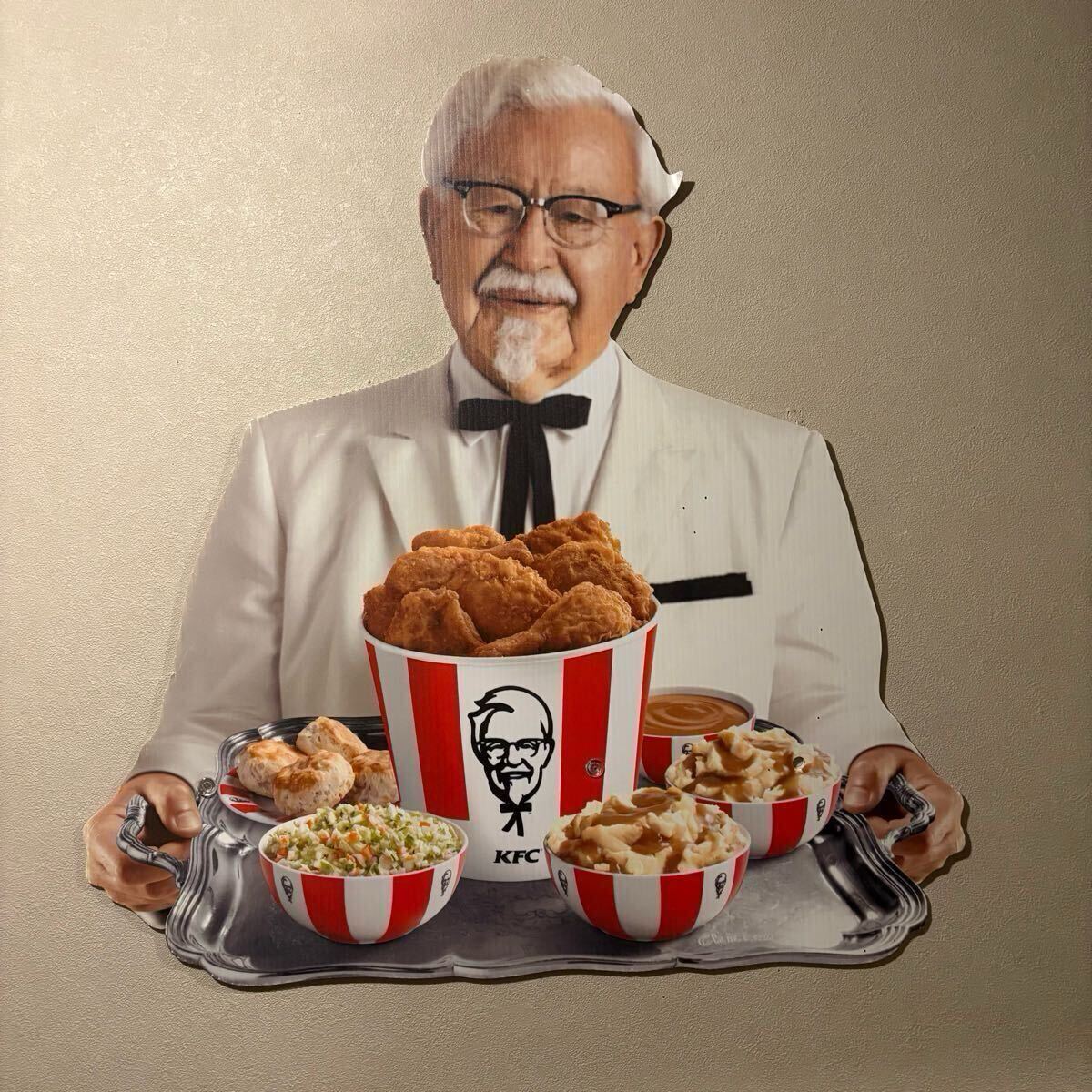 【やや傷や汚れあり】Kentucky Fried Chicken KFC ケンタッキーフライドチキン 販促 看板 70s 80s カーネルサンダース USA ビンテージ アドバタイジング 激 ...