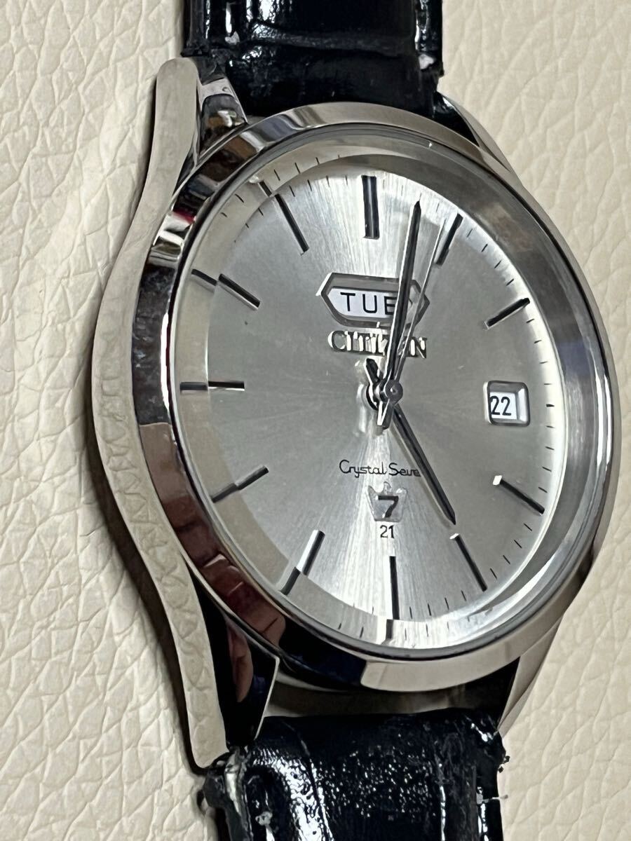 【全体的に状態が悪い】 1円 CITIZEN シチズン 腕時計 ACSG 2808-T Crystal Seven クリスタルセブン 7 自動巻 デイデイト ガラス割れ 胴のみ ベルトなし ...