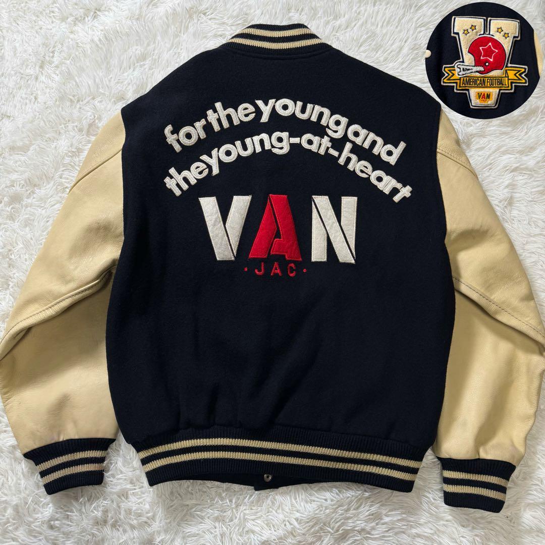 【目立った傷や汚れなし】美品/希少/Lサイズ VAN JACKET スタジャン 袖レザー アーチロゴ ワッペン 緑 グリーン キルティング アウター ブルゾン ヴァンヂャケットの落札情報詳細 ...