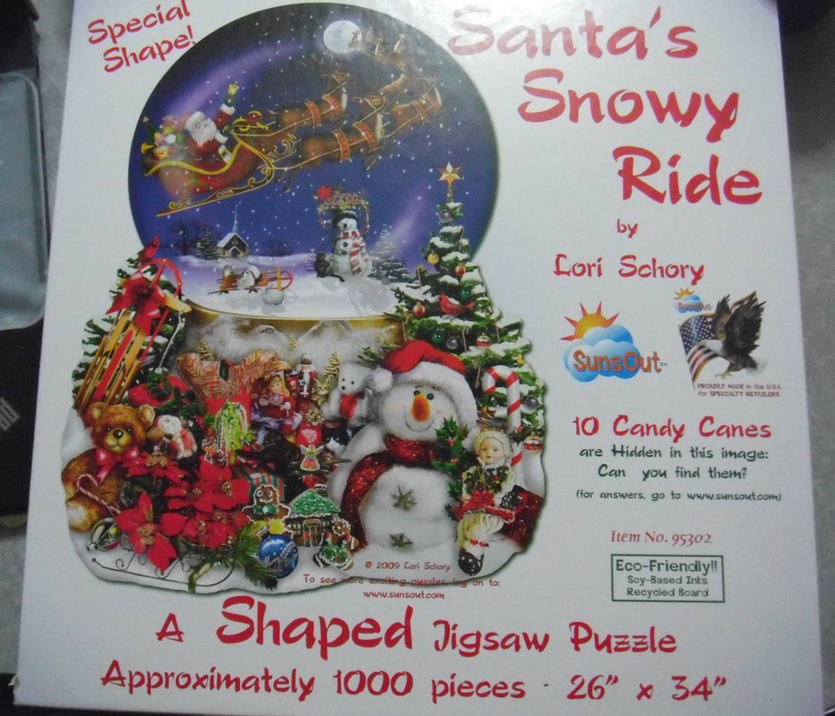 【未使用】1000Pジグソーパズル Santa s Snowy Ride by Lori Schory サンタクロース クリスマスの落札情報 ...