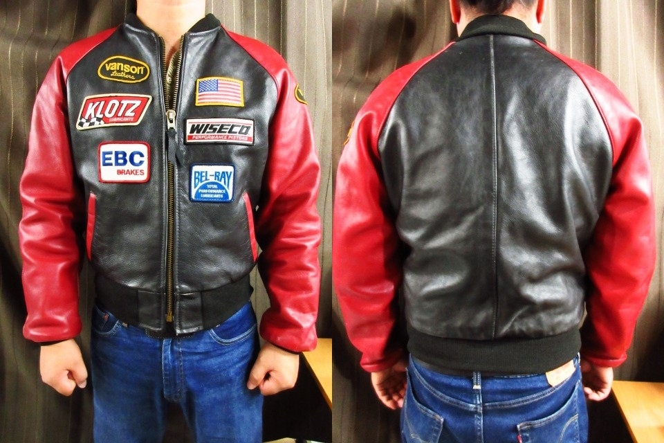 40 オールド バンソン TJP レザー スタジアム ジャケット VANSON M～Lサイズ相当 革ジャン 渋カジ アメリカ製 (ライダース TJ 赤 黒 TALONの落札情報詳細 ...