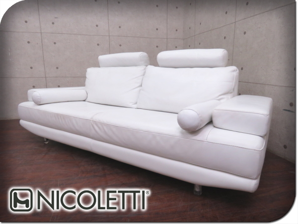 展示品 NICOLETTI/ニコレッティ イタリア最高級 Ingrid/イングリッド 総革 ハイクラスモダン 2人掛けワイドソファ 80万 ...
