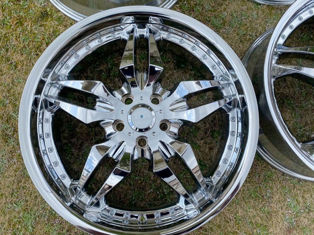 【美品】ZYOXX ザイオックス リムあり 20インチ メッキアルミホイール 4本 20X7.5JJ 114.3 /5H シビック アコード ...