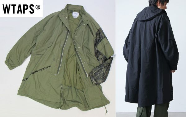 【目立った傷や汚れなし】20SS WTAPS 201WVDT-JKM01 W51 JACKET. COTTON. WEATHER スリーブ切替 ダブルタップス 袖切替 モッズコート COAT ...