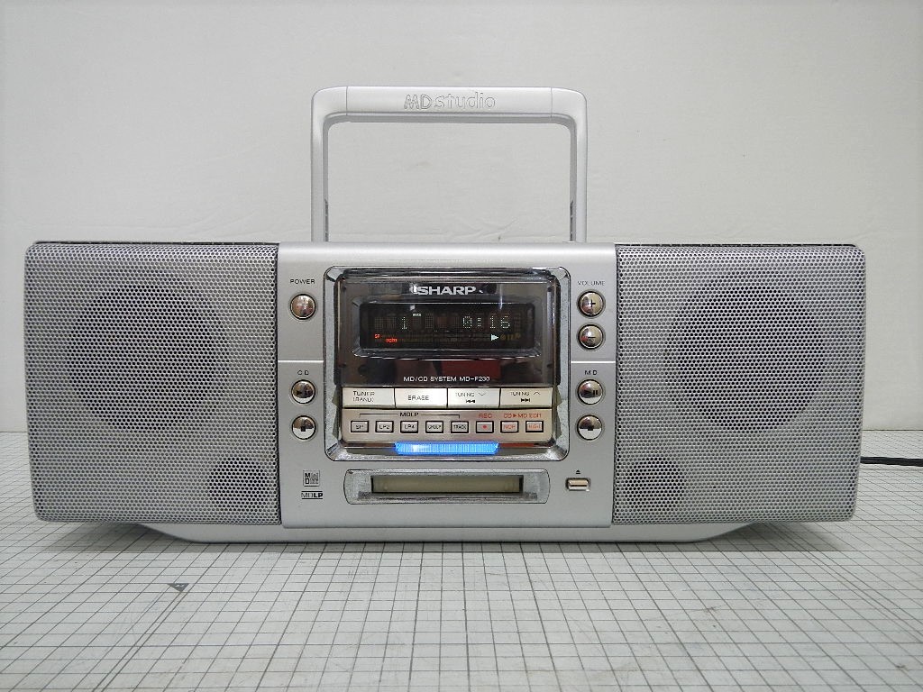 SHARP MD STUDIO 【MD-F200-S】 MD/CD システム ダブルMD（CD/MDデッキ）（ラジカセ形状タイプ）★動作確認 ...