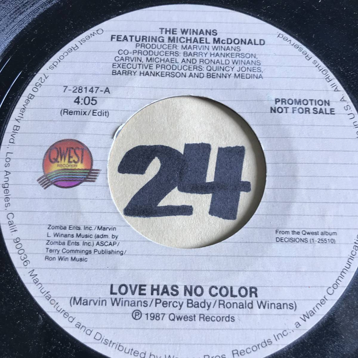 【未使用に近い】新品同様 THE WINANS FEATURING MICHAEL McDONALD LOVE HAS NO COLOR ...