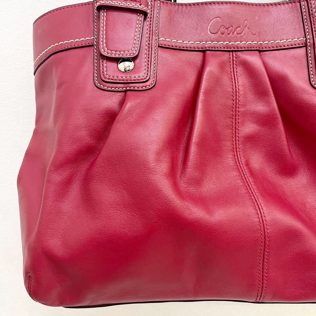【目立った傷や汚れなし】コーチ COACH ショルダーバッグ レディース レッド 赤 レザー シルバー金具 F13733 約H29×W37× ...