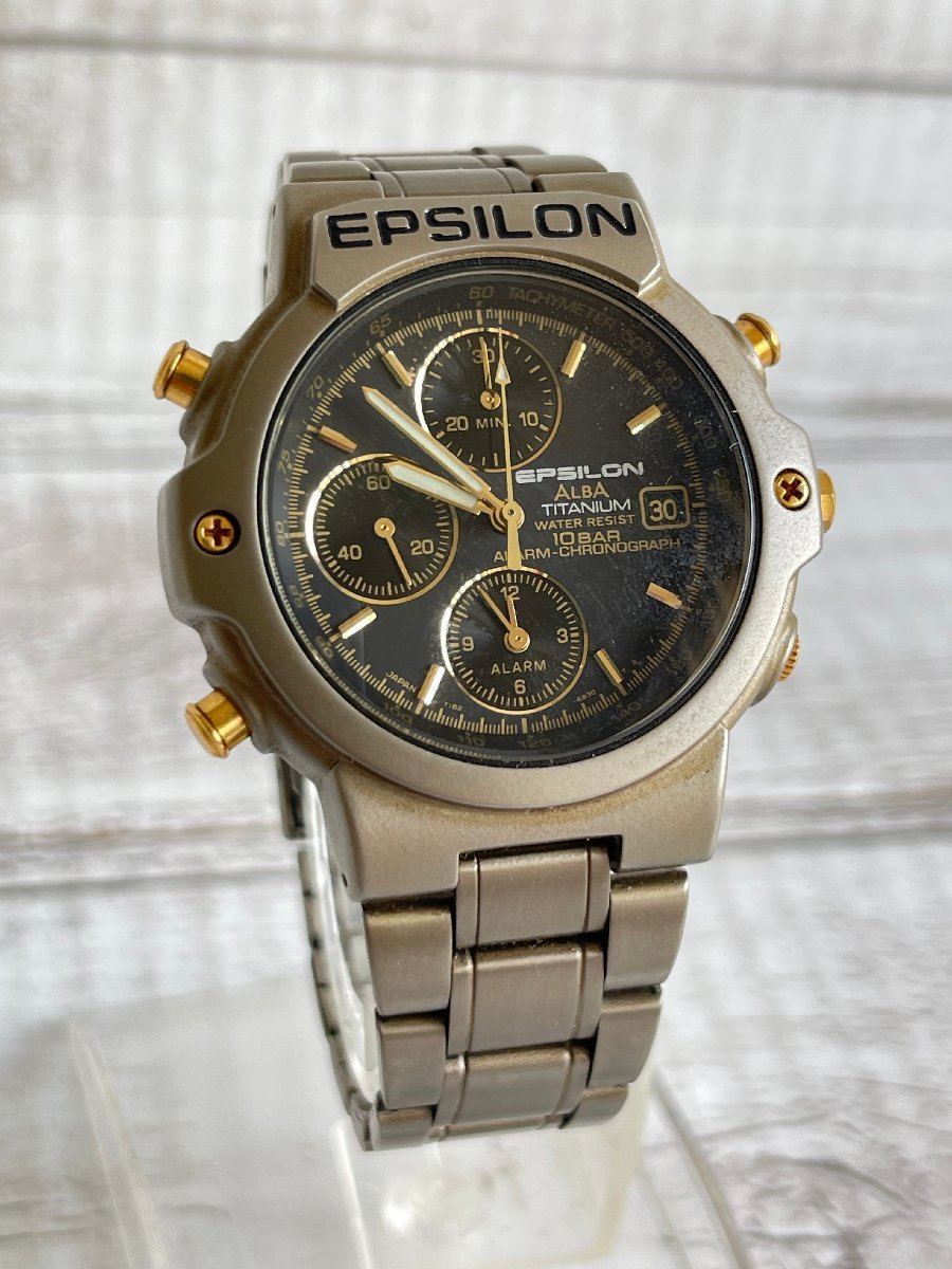 稼働品 SEIKO セイコー ALBA アルバ EPSILON/イプシロン チタン Y911-0A10 ホワイトオン搭載アナデジ 腕時計 ...