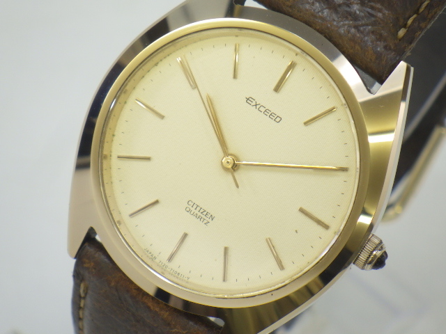 【やや傷や汚れあり】h2H064Z- CITIZEN シチズン EXCEED エクシード 4-710185 メンズ腕時計 クォーツ 不動品の ...