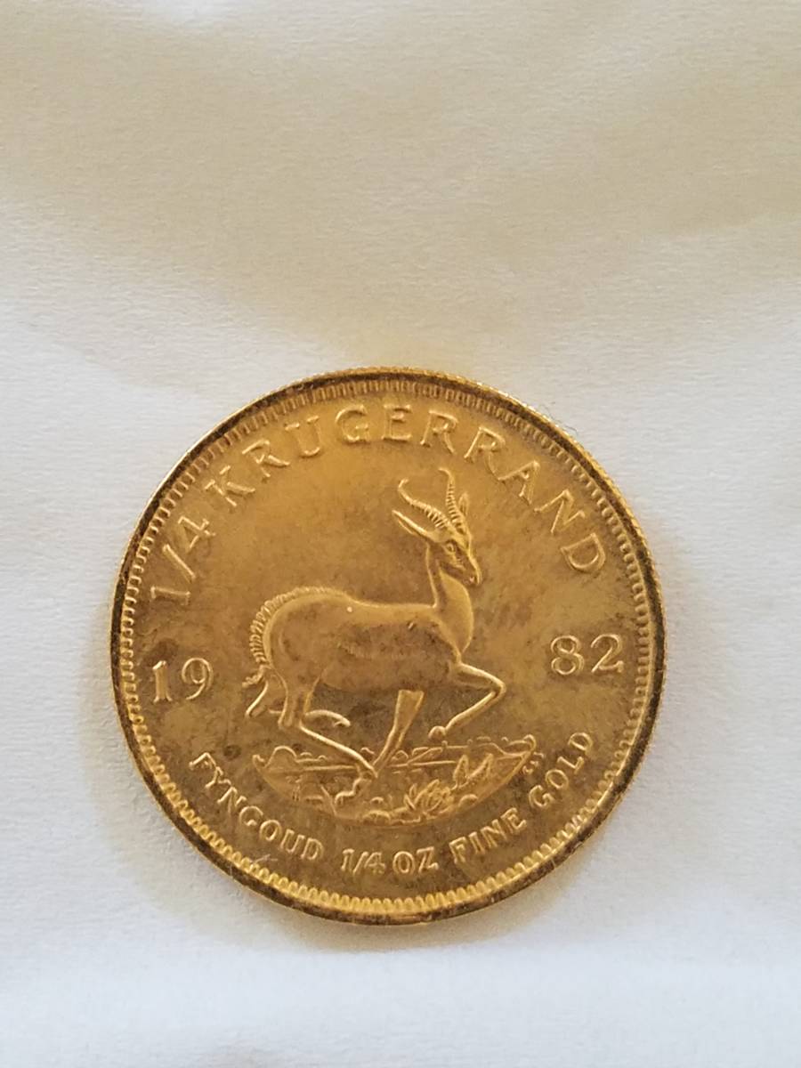【やや傷や汚れあり】K22クルーガーランド金貨 1/4オンス 1982年 南アフリカ 1/4oz コイン 総重量:8.4g KRUGERRAND 1982 FYNGOUD 送料無料 の落札情報 ...