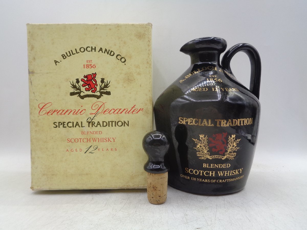 【目立った傷や汚れなし】A.BULLOCH SPECIAL TRADITION 12年 バロック スペシャル トラディション 黒 陶器 スコッチウイスキー 700ml 箱入 未開封 古酒 ...