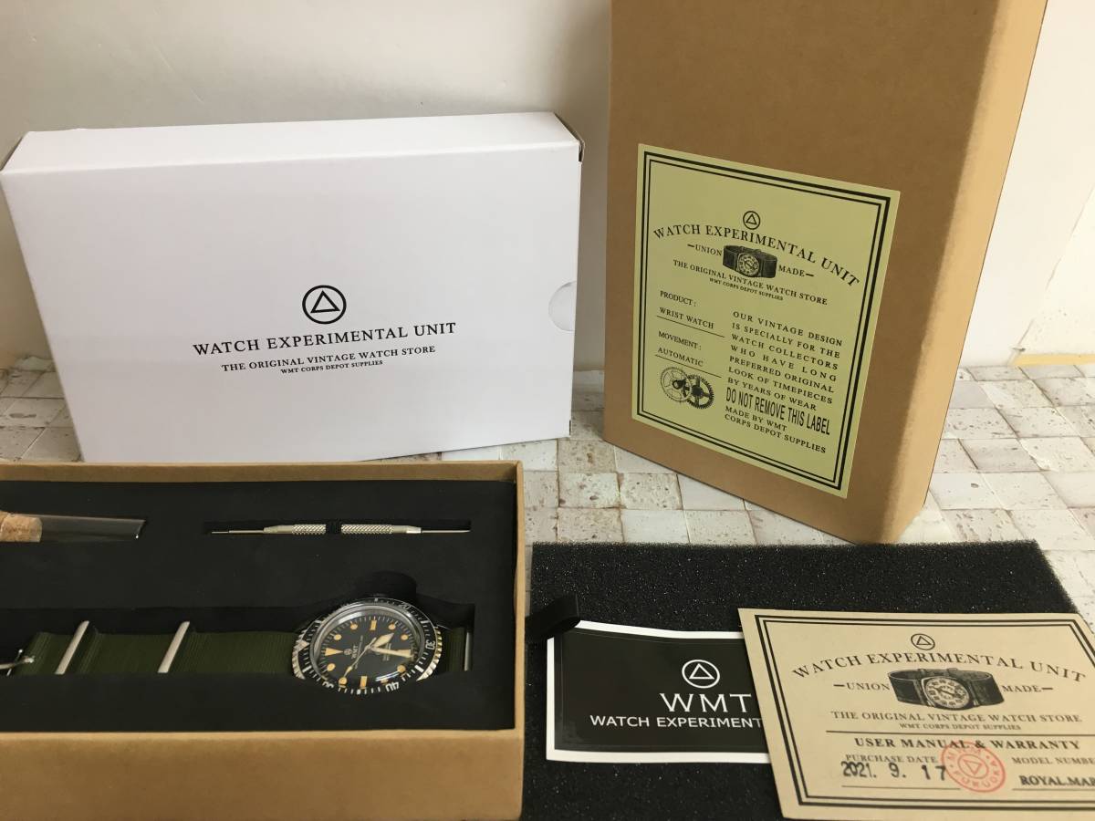 【目立った傷や汚れなし】12-25/WMT WATCH EXPERIMENTAL UNIT ROYAL MARINE Aged 自動巻き 黒 ...