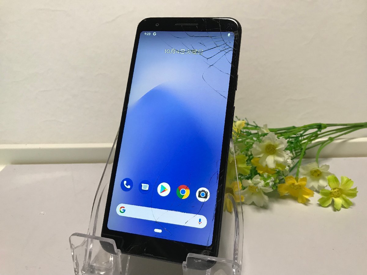 【傷や汚れあり】画面割れ google pixel 3a ブラック ソフトバンク SIMフリー SIMロック解除済み 64GB Android ...