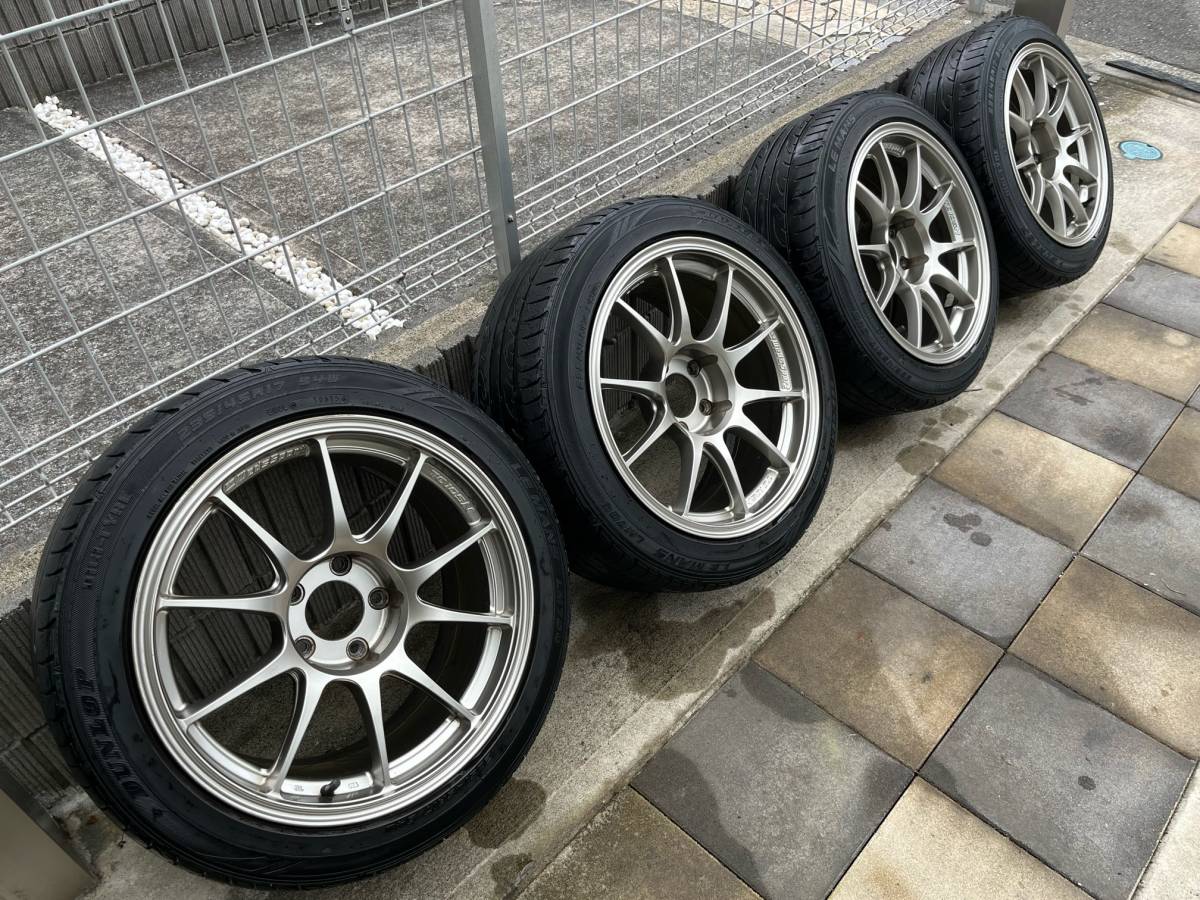 【やや傷や汚れあり】WedsSports TC105N 4本セット9J+25 4本通し5穴PCD114.3 ダンロップLeMans LM704 ...