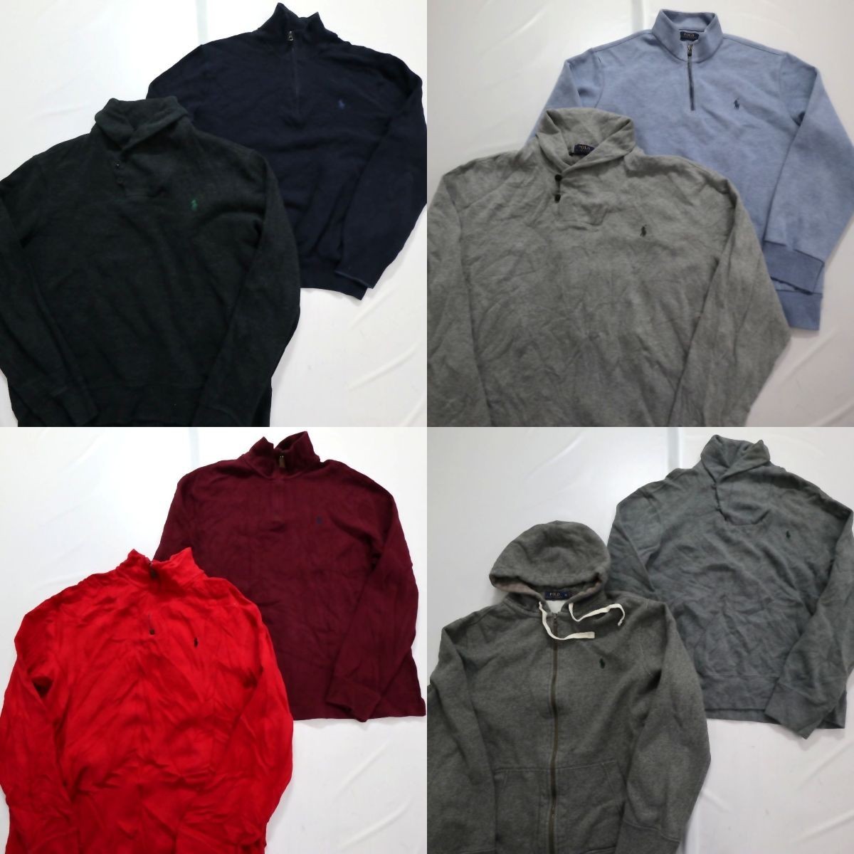 【やや傷や汚れあり】 ラルフローレン スウェット set ワンポイント ハーフジップ 他 (L/XL） 8枚 まとめ売り 古着卸 1円スタート ...