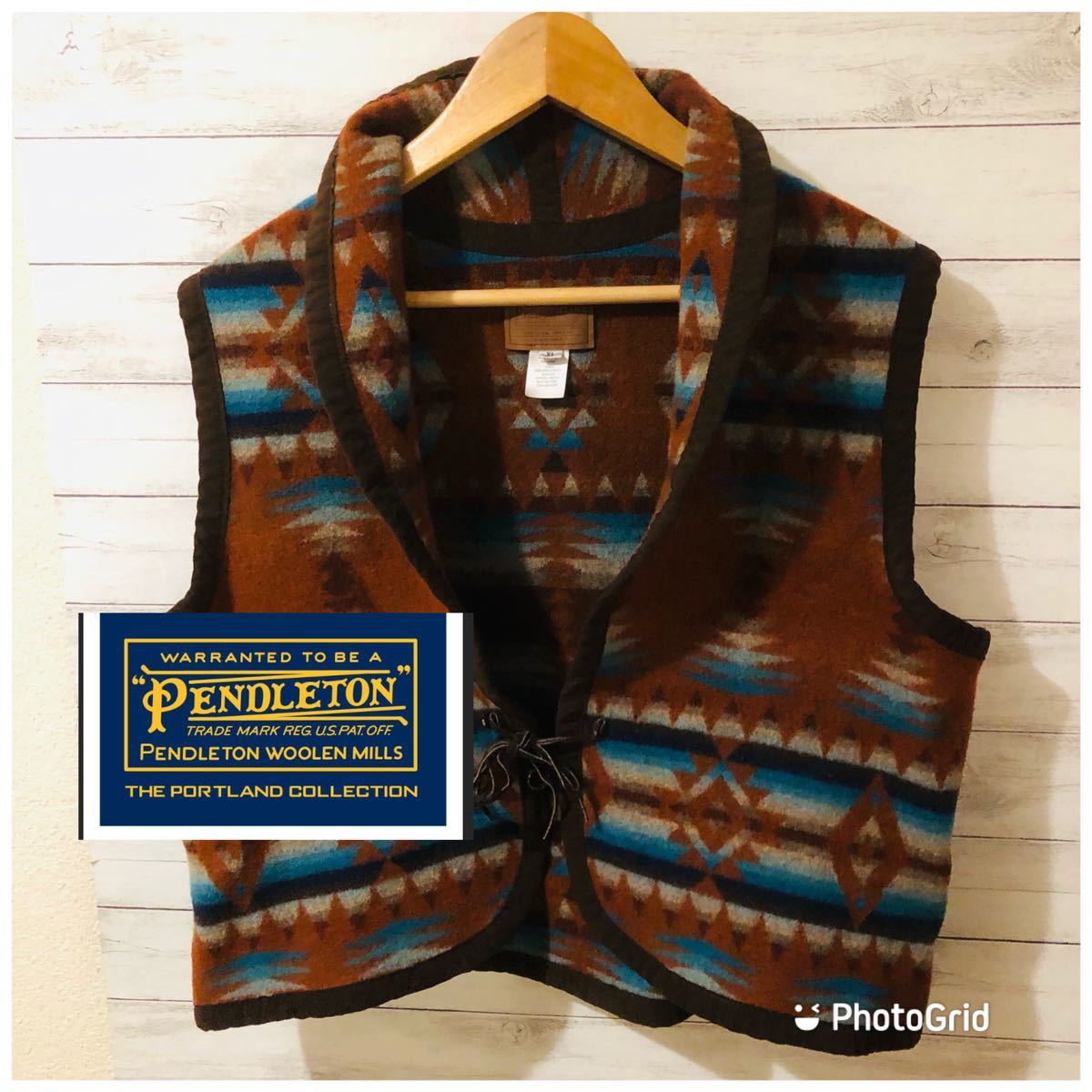【目立った傷や汚れなし】ペンドルトン PENDLETON XL エスニック柄 ブランケットベスト ブラウンの落札情報詳細 - ヤフオク落札価格検索 オークフリー