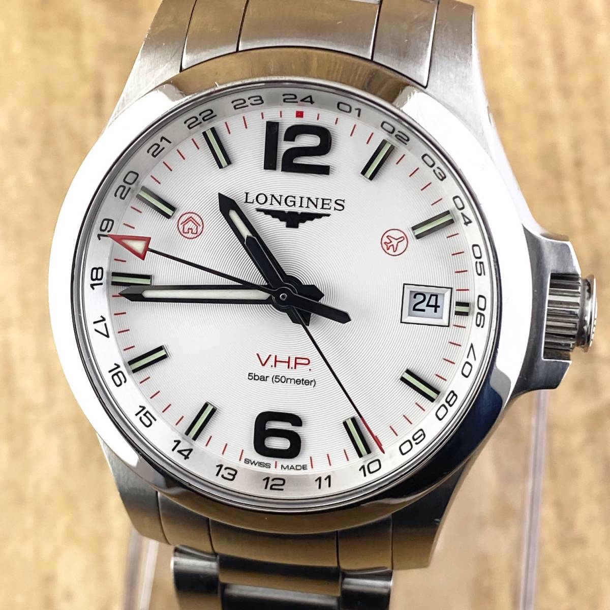 【目立った傷や汚れなし】【1円〜】LONGINES ロンジン メンズ 腕時計 L3.718.4 VHP コンクエスト ホワイト文字盤 GMT ラウンドフェイス デイト 可動品の落札情報詳細 ...