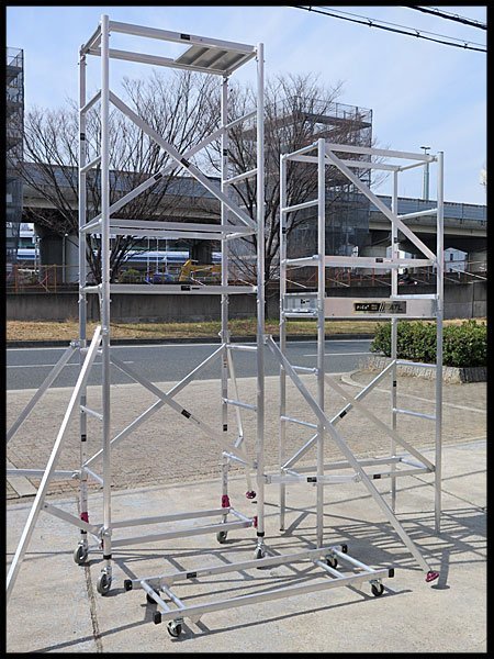 【やや傷や汚れあり】 A) 引取限定 美品! PICA/ピカ アルミ製 3段式 ローリングタワー 全高約6m ATL キャスター付 移動式足場台/高所作業台/仮設足場の落札情報詳細 ...