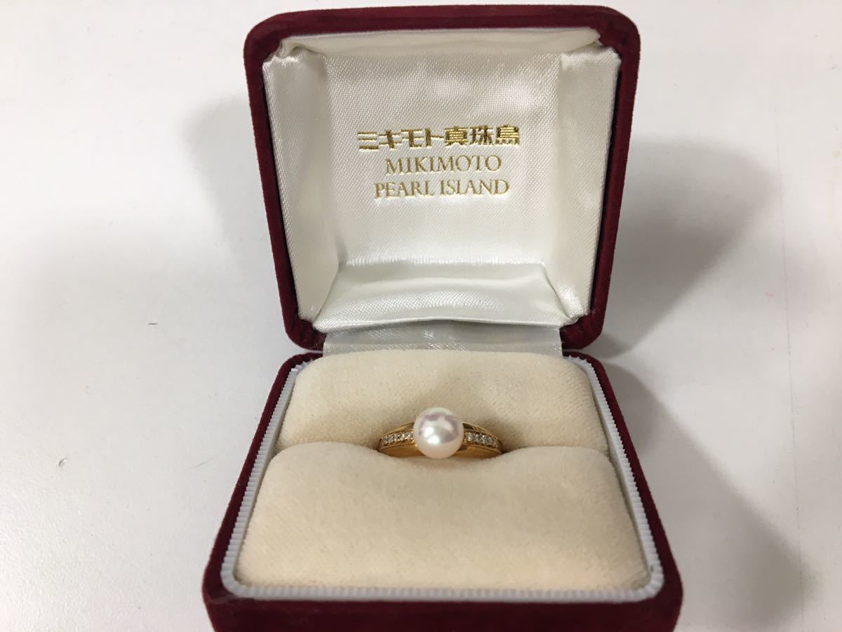 【目立った傷や汚れなし】K18 パール ダイヤモンド リング 18金/MD0.08ct/ミキモト真珠島ケース付き（18757）の落札情報詳細 - ヤフオク落札価格検索 オークフリー