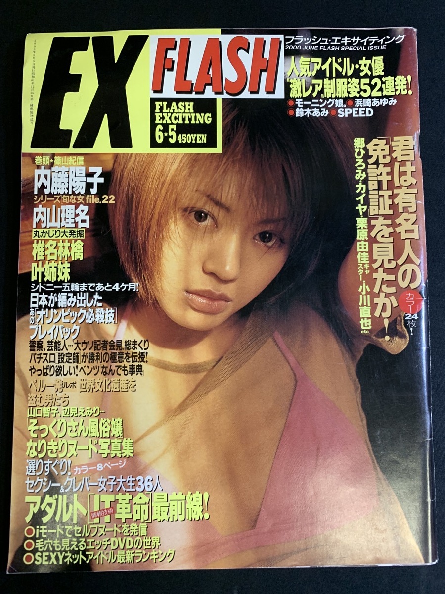 【やや傷や汚れあり】『2000年6月5日号 EX FLASHフラッシュ 内藤陽子 アイドル制服 島袋寛子 森下純菜 坂木優子 内山理名 菅原文太 柴田かよ 椎名林檎 叶姉妹』の落札情報詳細 ...