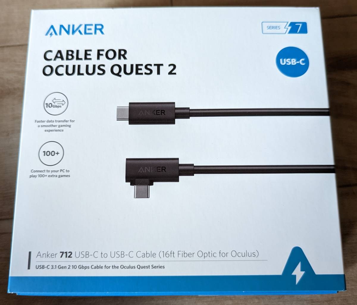 【目立った傷や汚れなし】【動作確認済】 Anker 712 USB-C & USB-C ケーブル ケーブル 10Gbps 高速データ転送 Oculus Quest 2 VRヘッドセット ...
