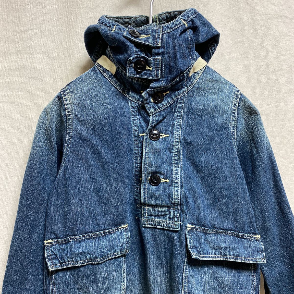 【目立った傷や汚れなし】DENIM & DUNGAREE デニム ガンナーズスモック キッズ 110 デニムパーカー プルオーバー デニムダンガリー US NAVY 古着 FITHの落札情報 ...