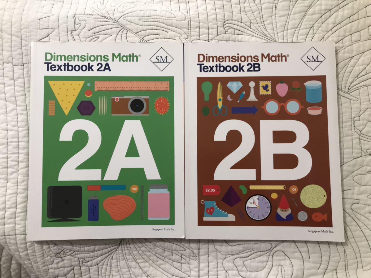 【やや傷や汚れあり】洋書「Dimensions Math Textbook 2A 2B」2冊セット ／アメリカの算数の教科書・問題集 英語 ...