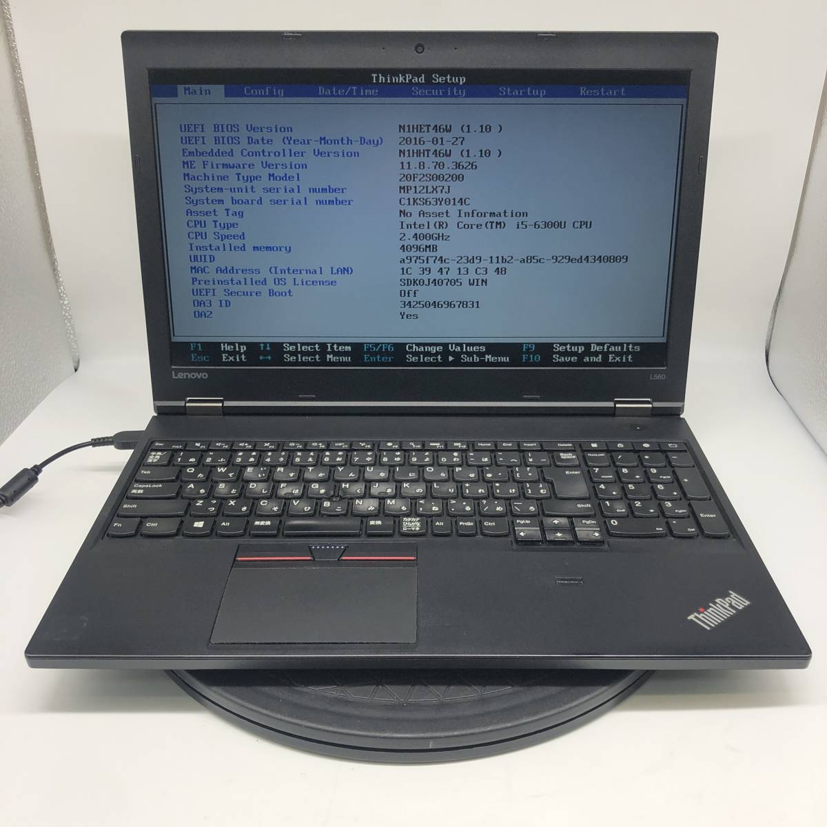 【全体的に状態が悪い】【BIOS可】ジャンク レノボ Lenovo ThinkPad L560 20F2S00200 CPU Core i5 ...