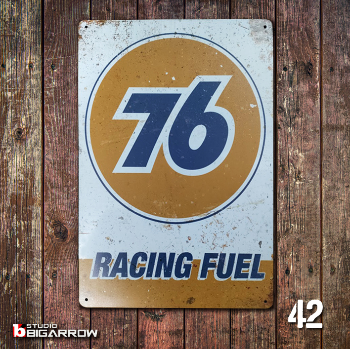 【未使用】42 ブリキ看板 20×30㎝ 76 RACING FUEL ガレージ スチール アンティーク アメリカンインテリア 世田谷ベースの ...
