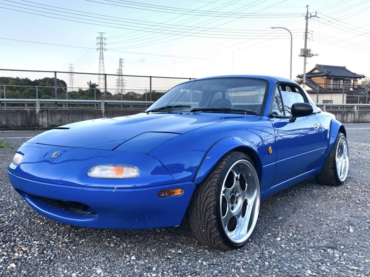 【走行距離 12,618 km】平成3年式 マツダ NA6ユーノスロードスター 後付けターボ オーリンズ車高調 18インチアルミ ロールゲージ ...