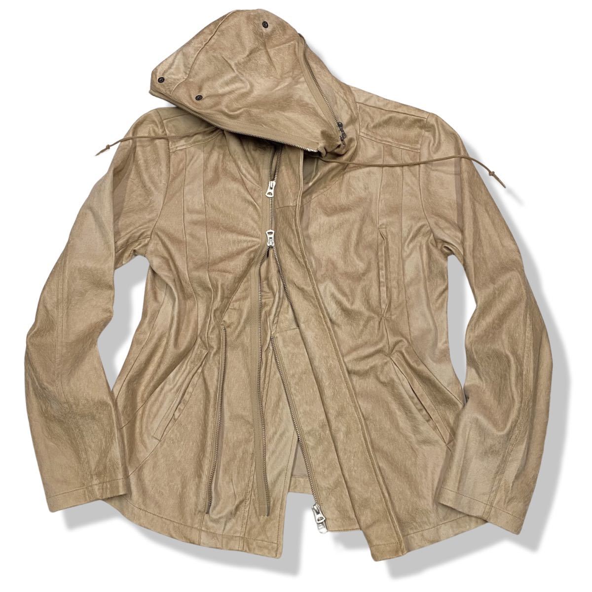 【未使用に近い】Rare tornado mart Packable hood double zipper line faux suede ...