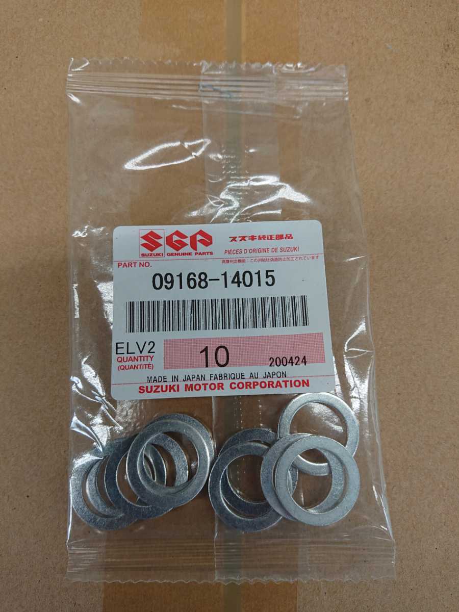 【未使用】新品 未使用 スズキ 純正 オイルドレンガスケット 10個 09168-14015 ワゴンR スペーシア ハスラー アルト ラパン ...