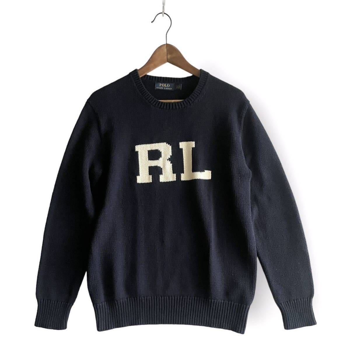 【目立った傷や汚れなし】POLO RALPH LAUREN RL Logo ポロ ラルフローレン ロゴ クルーネック ニット セーター ネイビー Sサイズの落札情報詳細 - Yahoo ...