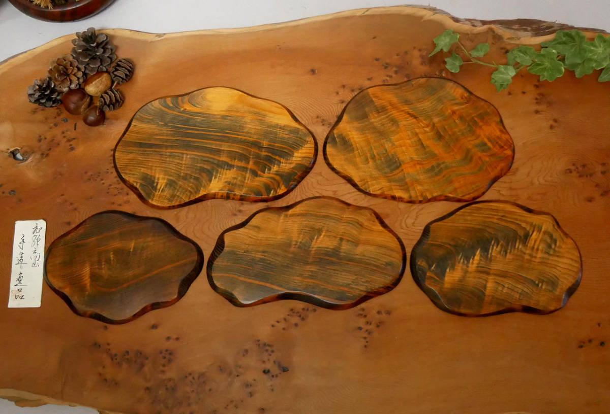 【未使用】【飛騨の杢工房】新作! ひのき自然木 敷板・小花台 5枚 (No.8782)の落札情報詳細 - Yahoo!オークション落札価格検索 オークフリー