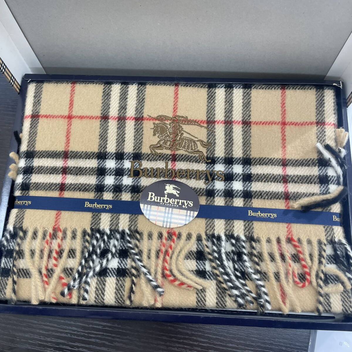 【未使用に近い】02yt バーバリーズ Burberrys ヴィンテージ マフラー ストール チェック柄 ロゴ刺繍 ウール ベージュ 黒 ブラック 65cm×120cmの落札情報詳細 ...