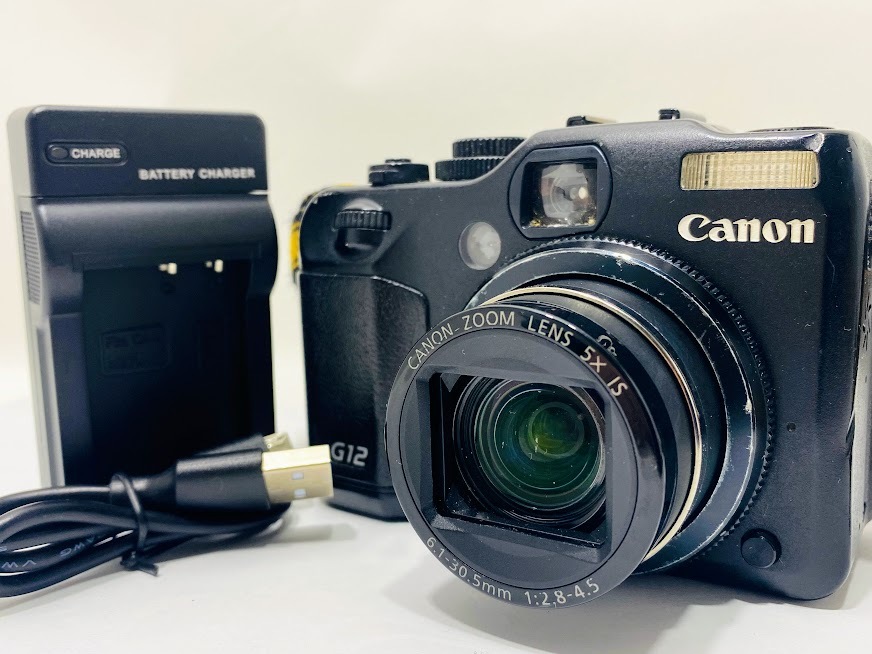 【やや傷や汚れあり】1円～ Canon キャノン PowerShot G12 コンパクトデジタルカメラ パワーショット 純正バッテリー互換充電 ...
