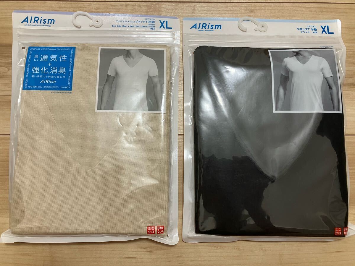 【未使用】新品!!ユニクロ☆エアリズム VネックT(半袖)ベージュ&ブラック 各XLサイズ☆デオドラントメッシュ MEN 肌着 UNIQLO AIRismの落札情報詳細 - ヤフオク落札価格 ...