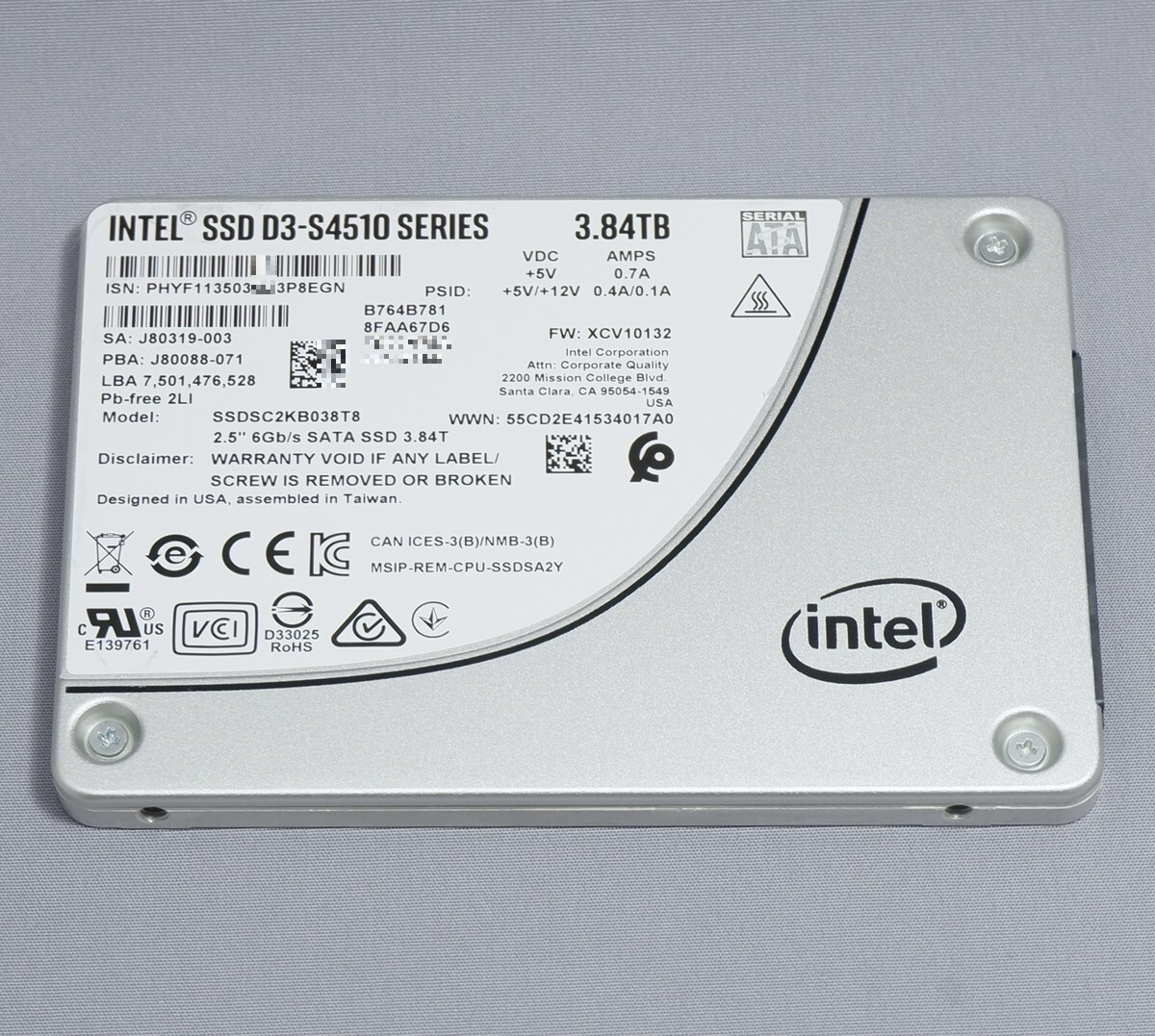 【目立った傷や汚れなし】Intel SSD D3-S4510 3.84TB 2.5インチ SATA6.0Gbpsの落札情報詳細 - ヤフオク ...