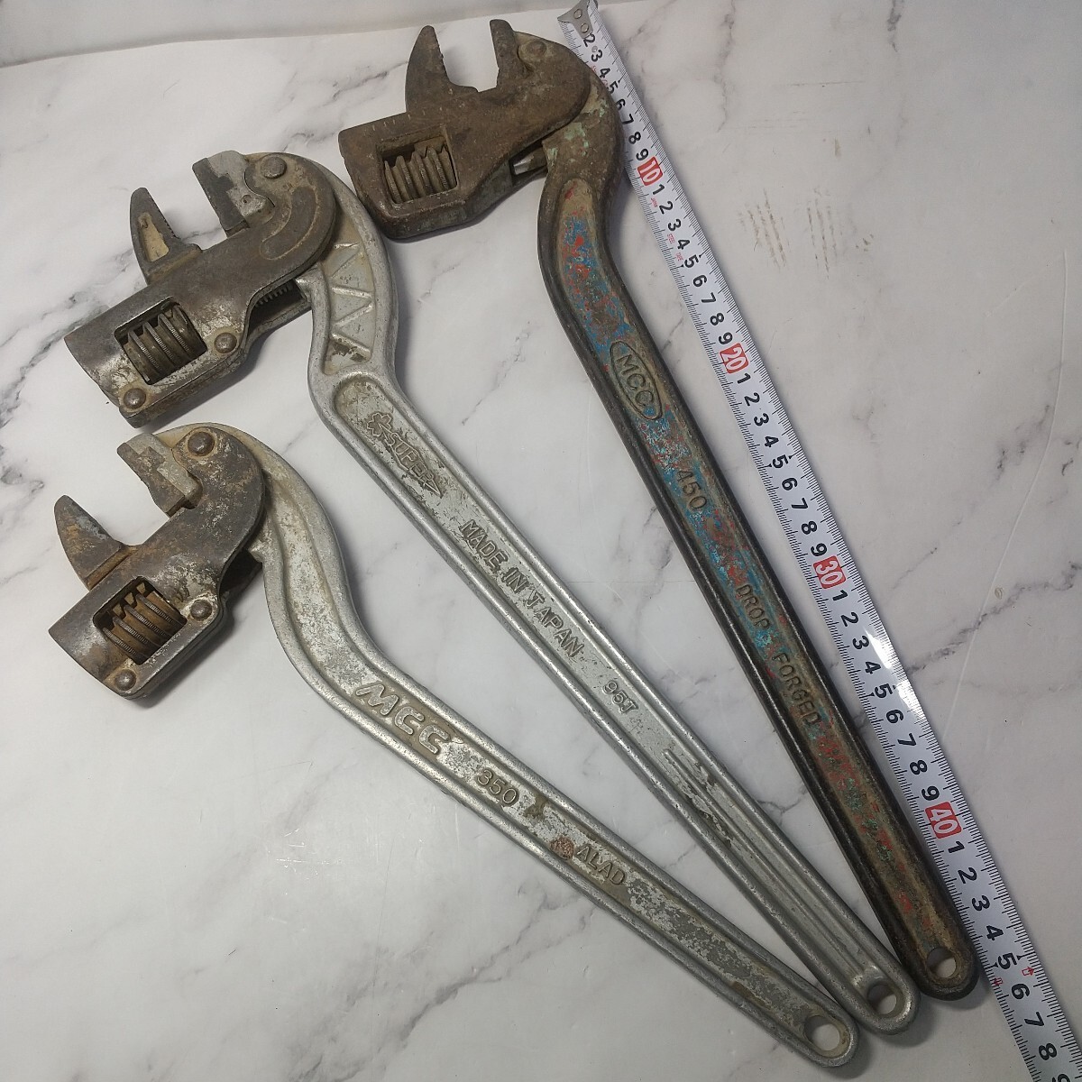 【やや傷や汚れあり】554同梱NG 松阪鉄工所 MCC 450 DROP FORGED 350 コーナーレンチ CAP 1/2-11/2 JK ALAD SUPER パイプレンチ CPA450 ...