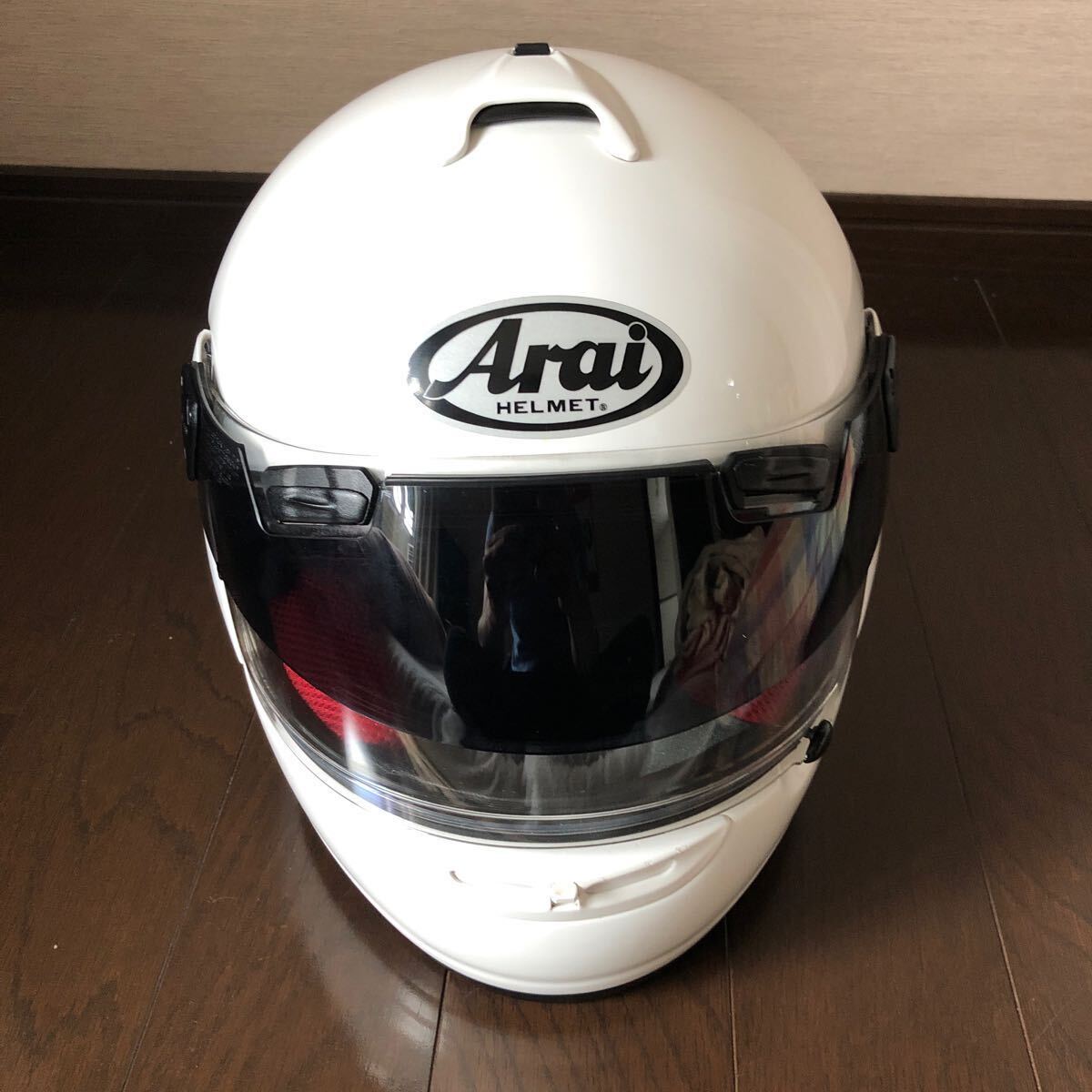 【目立った傷や汚れなし】美品Araiアライ フルフェイスヘルメット57-58cm Mサイズ カラーホワイト HR INNOVATION MONO-4 SNELL、検ヒロタケアライ、BUCO ...