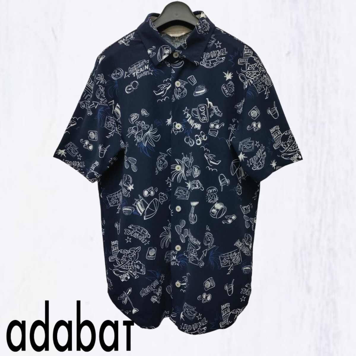 【目立った傷や汚れなし】adabat / アダバット メンズ 半袖ボタンシャツ ネイビー 総柄 46サイズ ポリエステル 日本製 I-4444の落札情報詳細 - Yahoo!オークション落札 ...